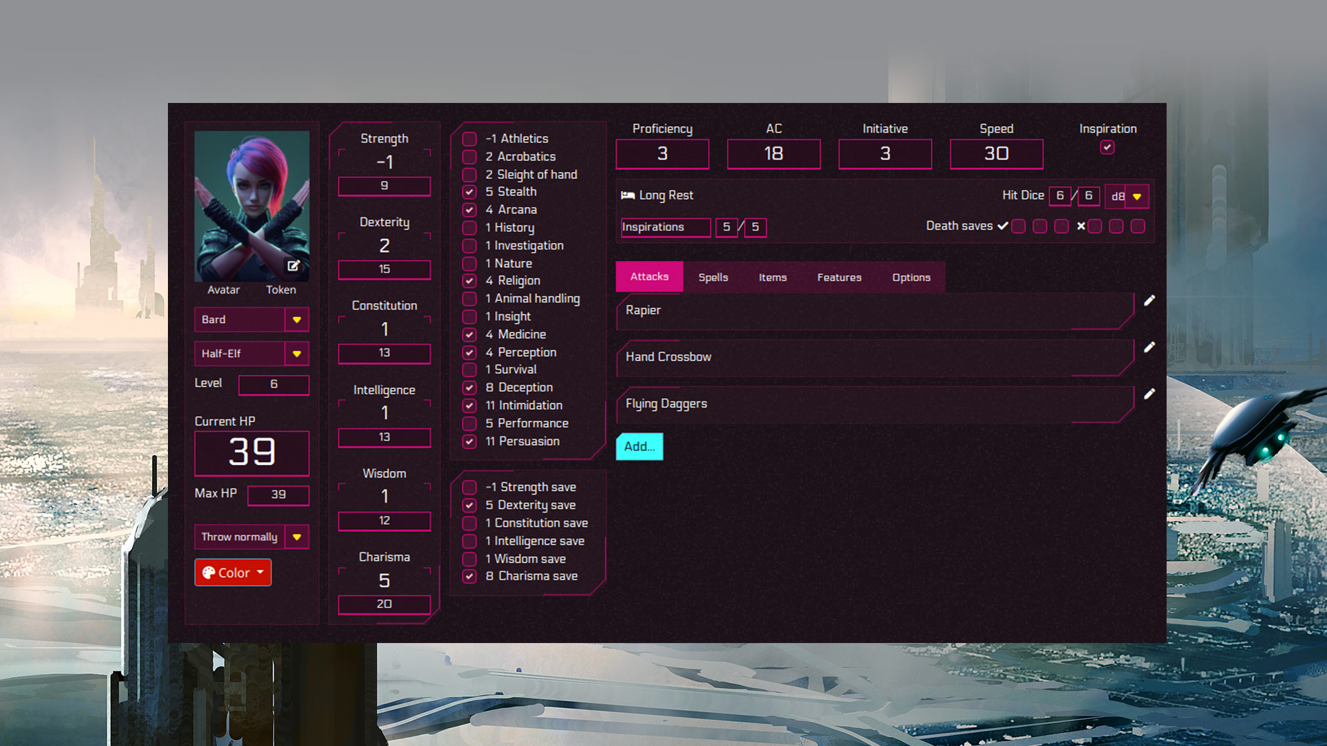 Cyberpunk Character Sheet Skin · Sheet skin
