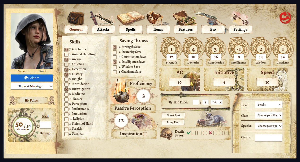 Fateforge Character Sheet Skin · Sheet skin