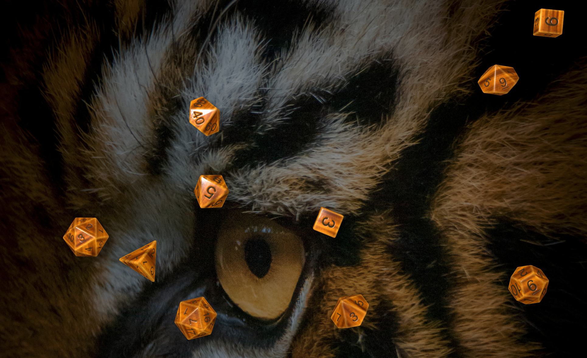 Tiger's eye dice set · Dice