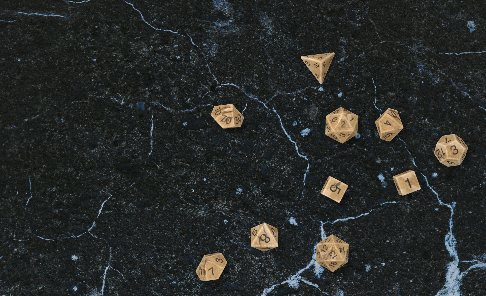 Yellow marble dice set · Dice